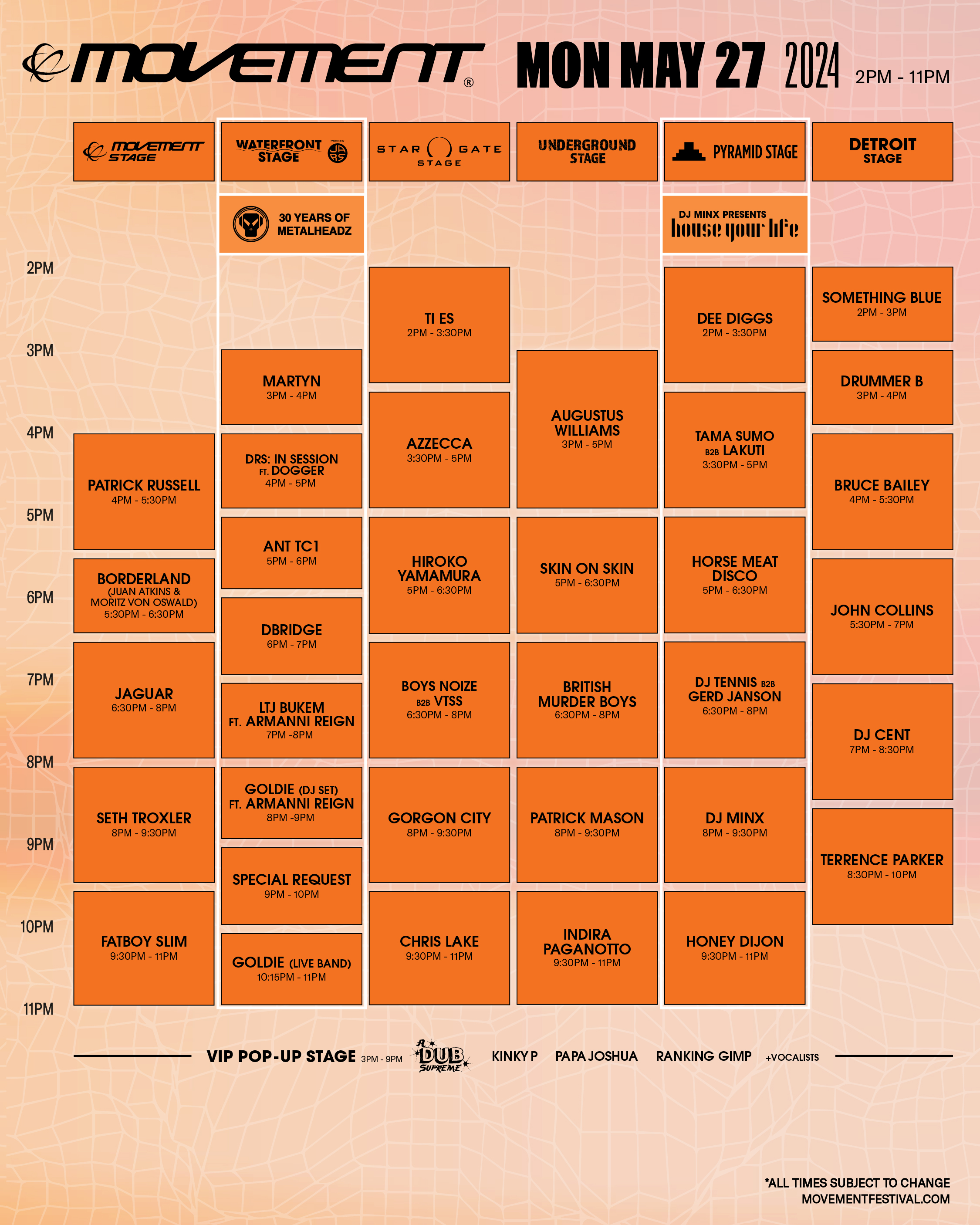 DETROIT'S MOVEMENT FESTIVAL ANNOUNCES OFFICIAL 2024 PERFORMER SET TIMES